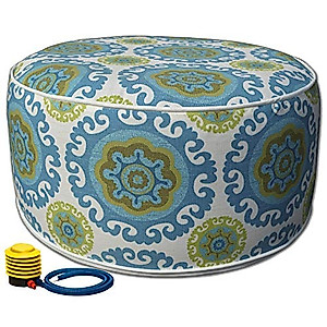 Kozyard Inflatable Stool Ottoman Used for Indoor or Outdoor, Kids or Adults, Camping or Home (Blue)