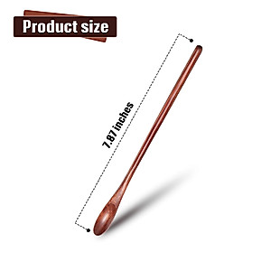 4 Pieces Wooden Coffee Mixing Spoons Long Handle Cocktail Spoons Wood Iced Tea Spoons Small Stirring Spoon for Mixing Coffee Tea Beverage, 7.87 Inch
