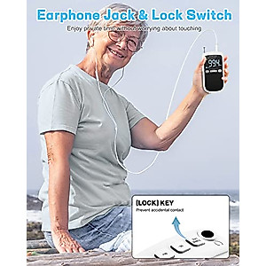 Greadio Portable AM FM Radio, Walkman Transistor Battery Radio with Rechargeable 900mAh Battery, Best Reception, Digtal LCD Screen, Time Seting Pocket Mini Radio for Home, Office, Kids (White)