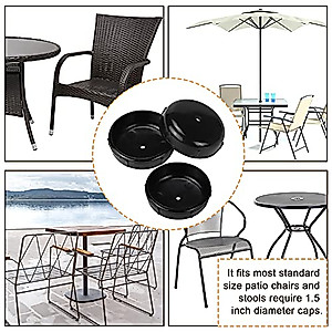 APPLIANCEMATES 1-1/2" Wrought Iron Patio Furniture Feet Glides,32 Pcs Plastic Outdoor Patio Furniture Feet Protectors Protecting Floor Surfaces from Scratches(Black)