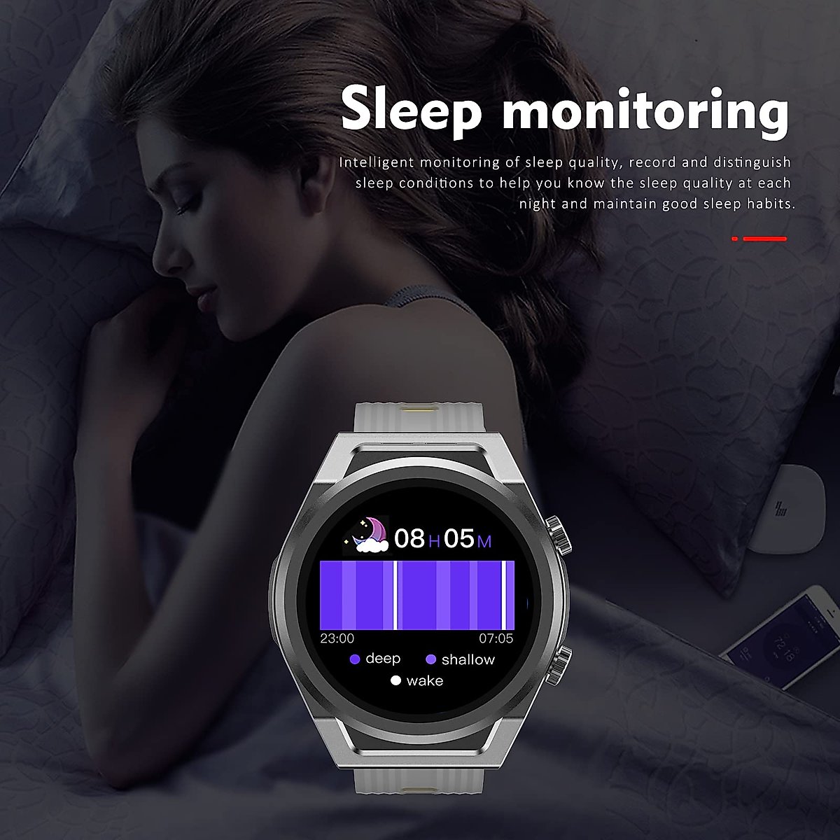 Smart Watch for Men, 1.6-inch Extra Large Screen 60 Days Standby Round Touch IP67 Waterproof Watch with Heart Rate Sleep Monitor Bluetooth Call Message Sports for Android iOS (Red)