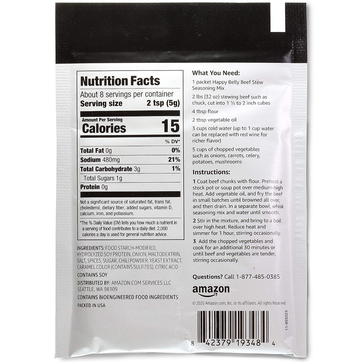 Amazon Brand - Happy Belly Beef Stew Seasoning Mix, vegetarian, 1.5 ounce (Pack of 12)