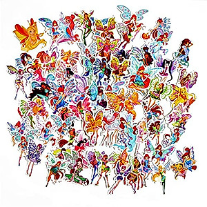 Aiwuding Winx Club Stickers Pack, 70PCs, Fairy Witch Stickers, Aesthetic Vinyl Waterproof Decals, Stickers for Hydro Flask, Laptop, Water Bottle, Stickers for Kids, Toddlers, Teens, Girls, Cute Cool Car Stickers (Wins