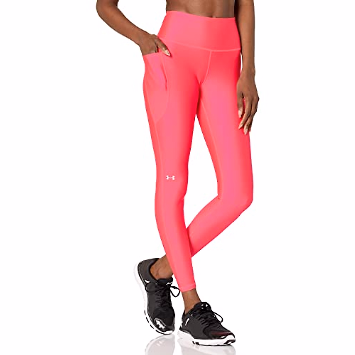 Under Armour Women's Standard HeatGear High Waisted Ankle No-Slip Leggings, (683) Pink Shock / / White, Small