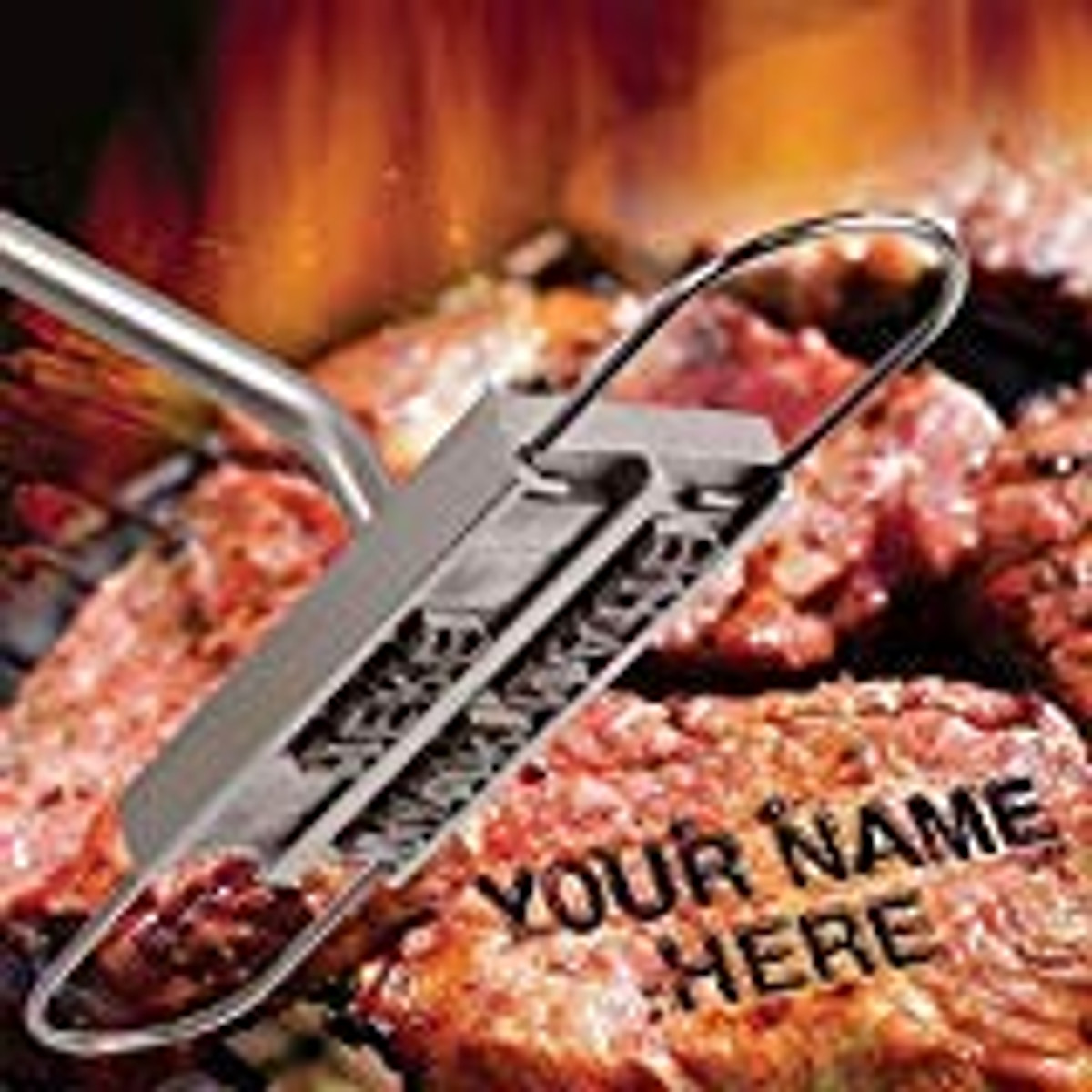 BBQ Branding Iron with Changeable Letters Personalized Meat Barbecue Steak Names Press Tool Outdoor Grilling (Letters-Silver)