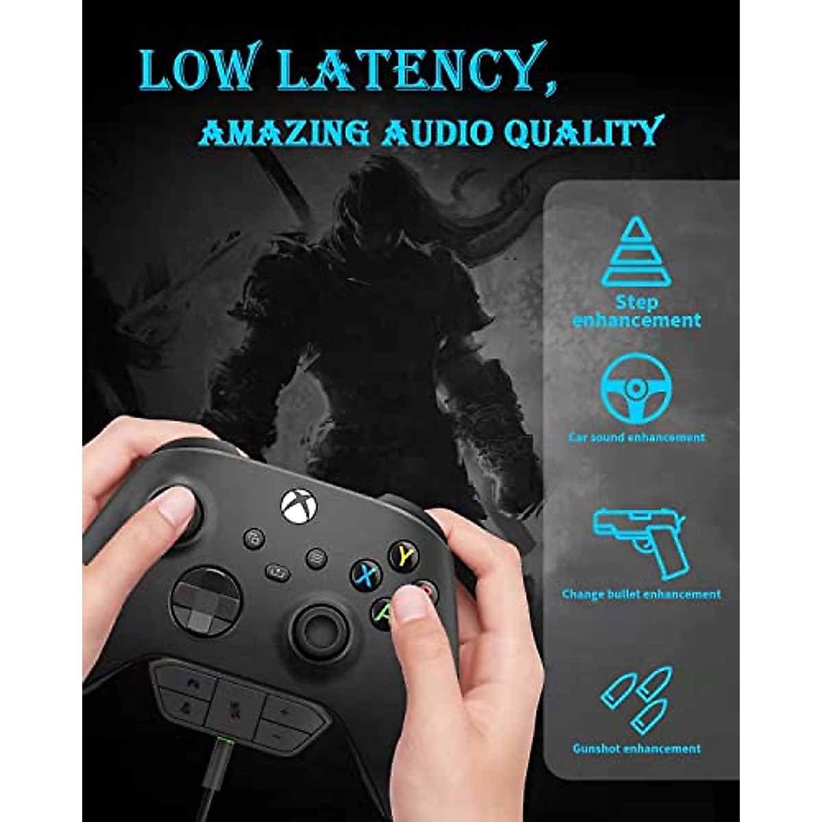 AOJAKI Headset Adapter for Xbox Controller, Mic Adapter for Xbox One/One S/X/Elite 1/ Elite2/ Series S/X Controller, Headphone Adapter for Xbox One Controller