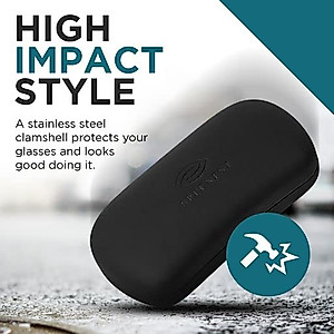 SpecNest SunGlasses Case - Vegan Leather Sunglass Holder with Mesh Foam to Cradle Sunglasses Securely - Hard Eyeglass Case with Metal Construction - Designed by Optical Professionals