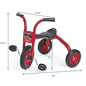 Children’s Factory ClassicRider 10" Toddler Tricycle, Kids Tricycle with Rubber Wheels, Red/Black