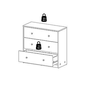 Tvilum, Bedroom Furniture, Silver Handles, Modern and Elegant Design 3 Drawer Chest, Brown