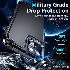 Temdan for iPhone 13 Mini Case [Military Grade Drop Protection] [Tempered Glass Screen Protector] Non-Slip Heavy Duty Full-Body Shockproof Phone Case-Black