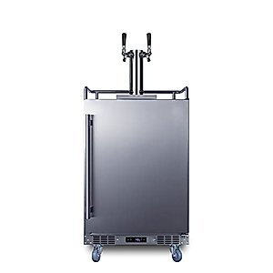 Summit SBC683OSTWIN 24" Wide Built-in or Freestanding Outdoor Beer Kegerator, Dual Tap, Weatherproof, Automatic Defrost, Digital Thermostat, Tap Cool System, Adjustable Shelves, four Casters