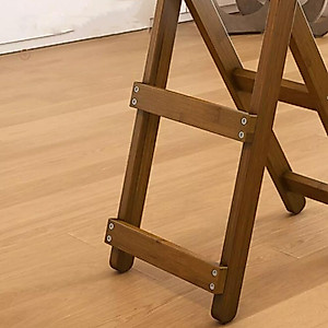 29 inch Breakfast Folding Bar Stool, Bamboo Kitchen Stool with Backrest & Footrest, Portable High Chair for Home Garden Indoor Outdoor, 74cm Seat Height(Brown)