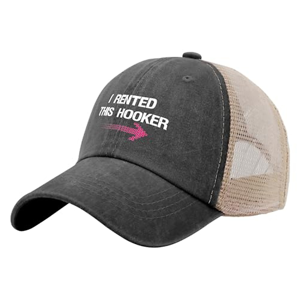 I Rented This Hooker Funny Trucker Hats Adult Humor Saying Sun hat Garden Funny hat AllBlack Mens Beach hat Gifts for Son Baseball