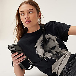 Bandolier Hailey Crossbody Phone Case and Wallet - Black Leather with Pewter Detail - Compatible with iPhone 14 Pro Max