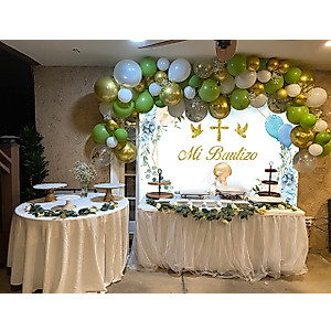 Lexfvpoo Mi Bautizo Baptism Backdrop 7x5ft First Holy Communion Christening Decorations Blue Flower Cute Angel God Bless Background for Boy Vinyl Mi Primera Comunion Banner Photo Shoot Props