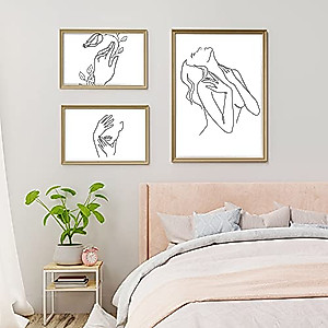 wall art 16 Pieces 8 x 10 Inch Minimalist Line Art Wall Decor Women Body Black and White Abstract Drawings Aesthetic Posters Line Wall Unframed Art for Girls Women Apartment Room