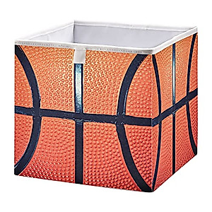 RunningBear Basketball Storage Basket Storage Bin Square Collapsible Nursery Baskets Shelves Cloth Baskets Organizer for Kids Room Bedroom
