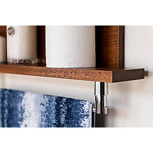 Straga Rustic Wall Mounted Bathroom Shelves - 23" Hardwood Shelf Organizers with 18" Towels Holder - A Modern Addition To Your Bathroom, Powder Room, Guest Bathroom and More (Mahogany)