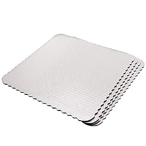 O'Creme White-Top Scalloped Square Cake Board 3/32 Inch Thick, 12 Inch x 12 Inch - Pack of 10