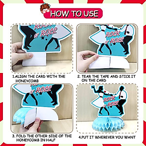 ZCPTZ 12 Pcs 1950's Rock and Roll Honeycomb Centerpieces 50's Party Decorations 50s Retro Table Toppers Table Centerpieces for 50's 60's Theme Music Party Supplies Favors