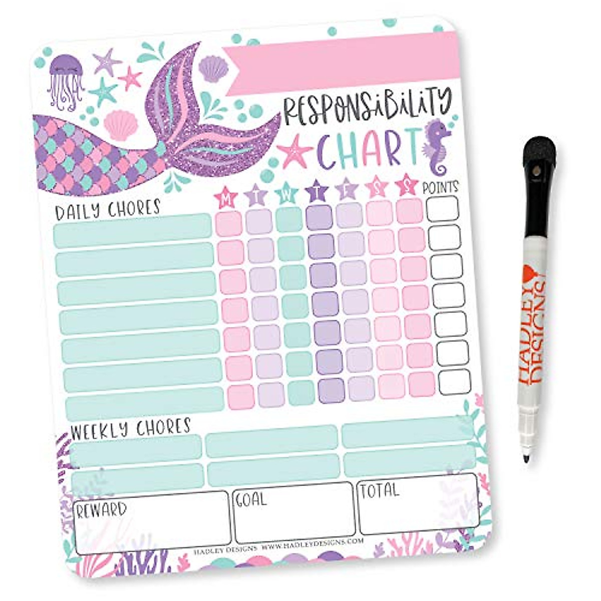 Mermaid Kids Chore Chart - Fun & Engaging Responsibility Tool