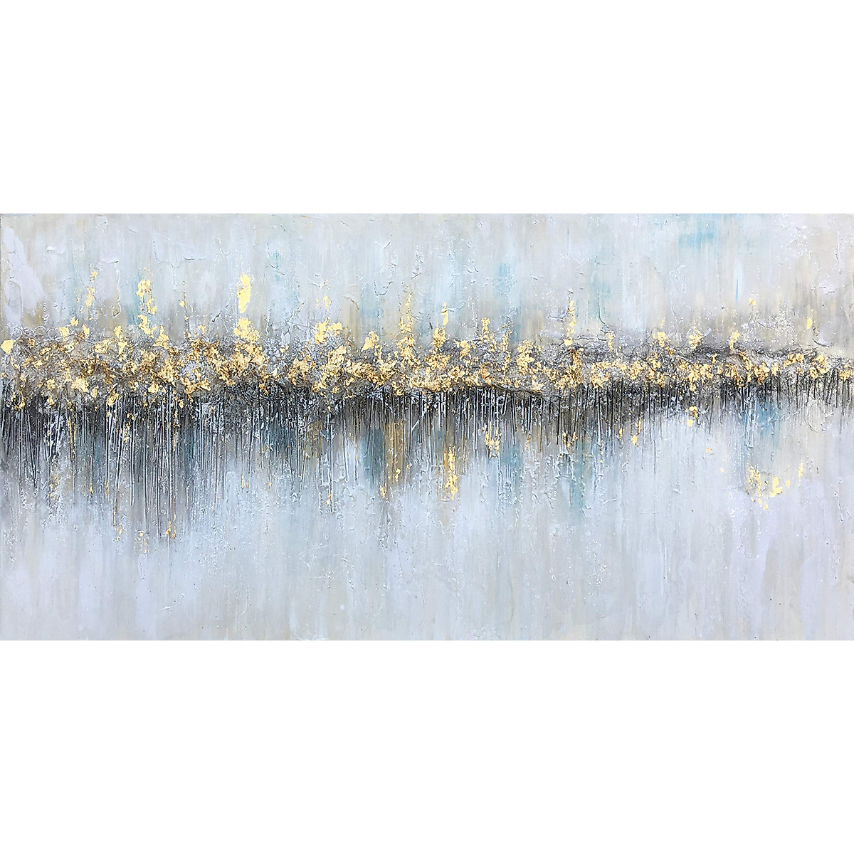 "Glowing from Afar" Oil Painting Prints on Wrapped Canvas, Wall Art Decoration for Office Living Room Bedroom, 47x23.5 inch