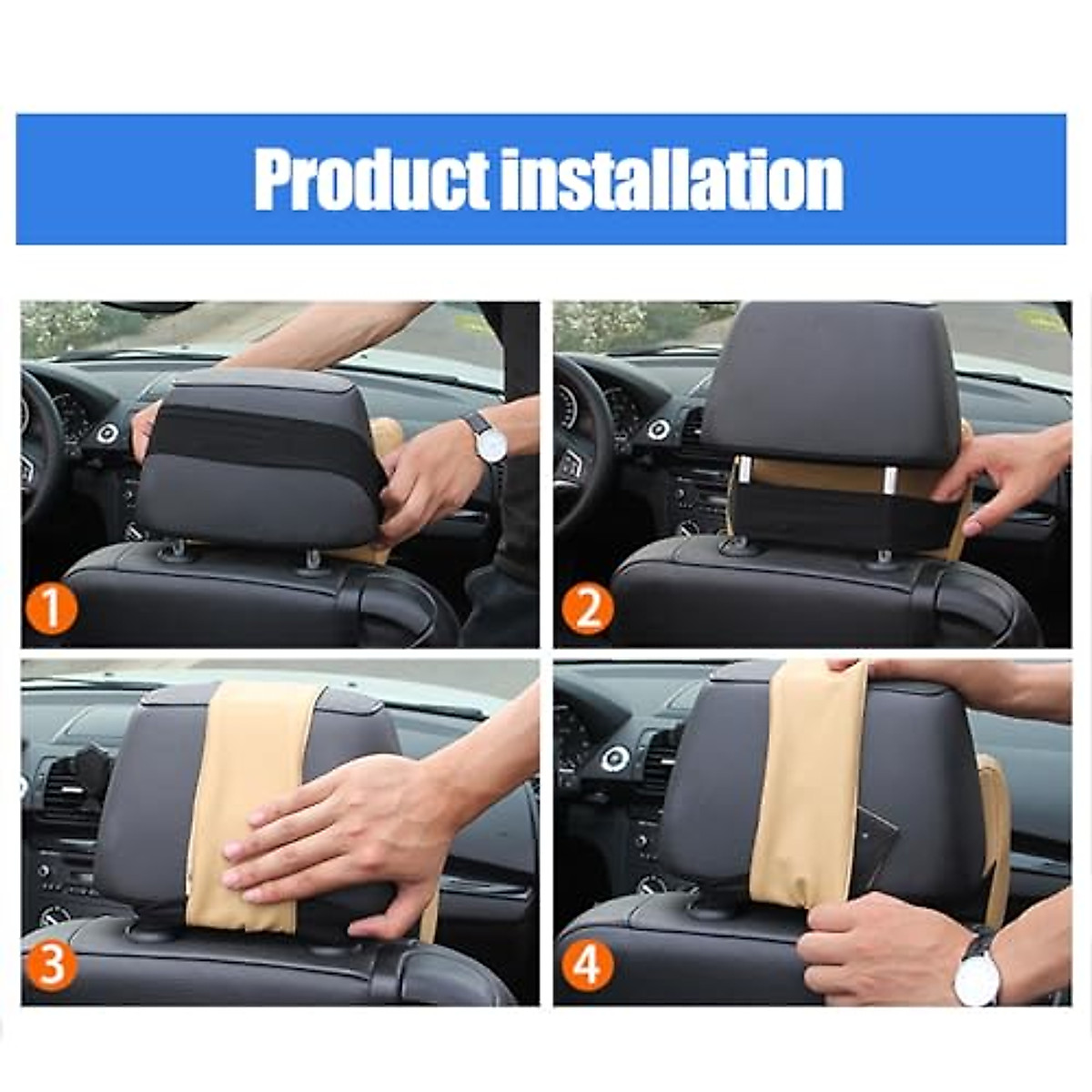 Winter-Proof Car Neck Pillow Memory Foam Relieve Pain Drive in Comfort with Universal Versatile Breathable Headrest Cervical Spine Support Beige Large