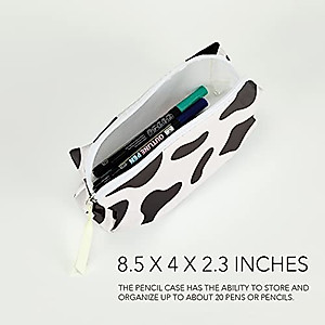 Pencil Pouch Pencil Case Pencil Bag Pen Case Pouch Box Organizer for Teen Girls Boys School Students Men Women Waterproof Zipper Pouch for Office Supplies Makeup, Cow Print Cow Décor Cow Stuff