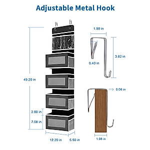 JARLINK 2 Pack Over The Door Hanging Organizer with 4 Large Pockets, Back of Door Storage for Baby Nursery Bathroom Bedroom Kitchen Dorm Closet Pantry Camper RV (Black)