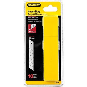 Stanley 11-325T 25mm Heavy Duty Quick-Point Snap-Off Blades with Dispenser, Pack of 10