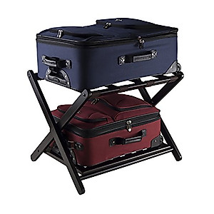 Contemporary Home Living 26.5" Espresso Unique Reese Luggage Rack with Shelf