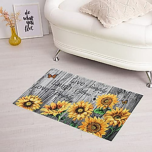 Sunflower Kitchen Rugs and Mats 2 Pieces Sunflower Rugs Set for Kitchen Rug Retro Sunflower Kitchen Rugs Sets Non-Slip Floor Mat Doormat Runner Rug for Kitchen, Laundry, Living Room, Front Door
