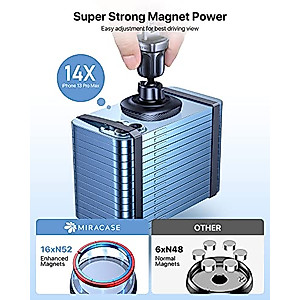 Miracase MagSafe Car Mount [16 Strongest Magnets] 2 in 1 Super Stable Dashboard & Air Vent Car Phone Mount Compatible with iPhone 14 13 12 Pro Max Plus Mini All Phones (Black)