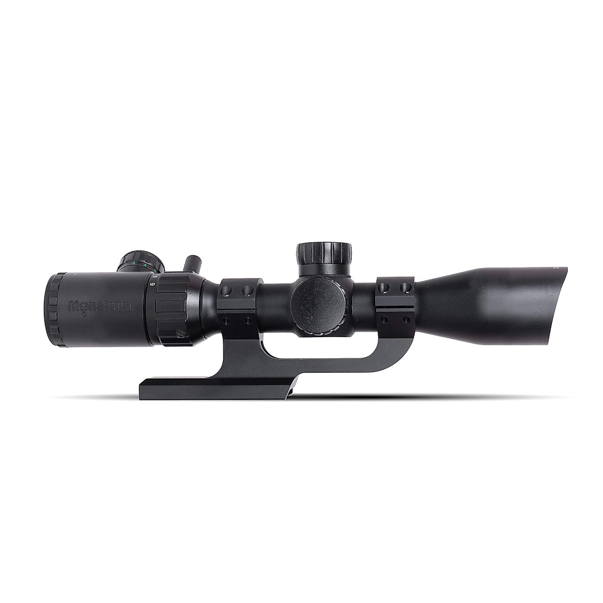 Monstrum 3-9x32 Rifle Scope with Rangefinder Reticle | ZR250 H-Series Offset Scope Mount | Bundle