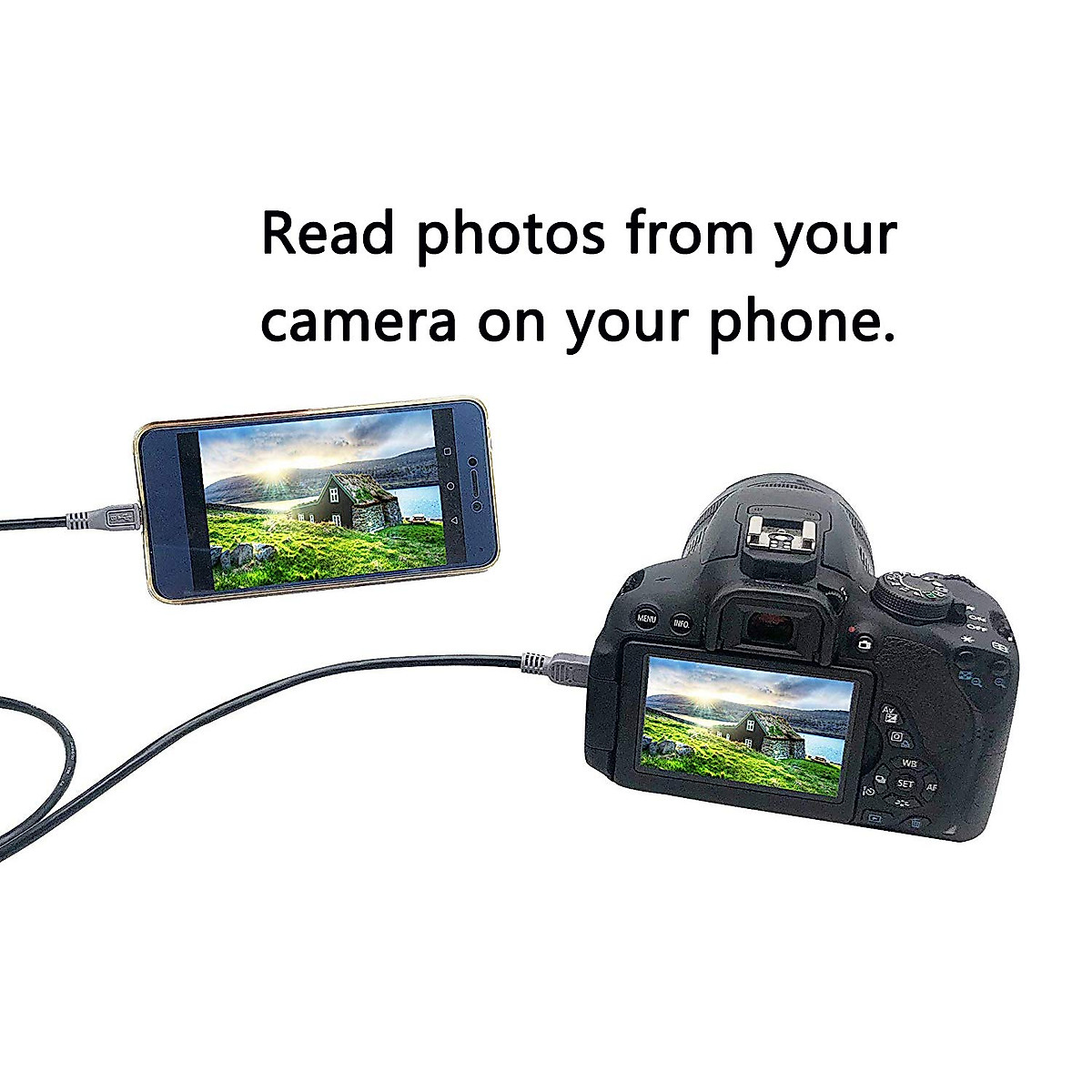 CERRXIAN USB OTG Cable - Black, USB Micro Male to Mini Male OTG Cable (Black) (1m)