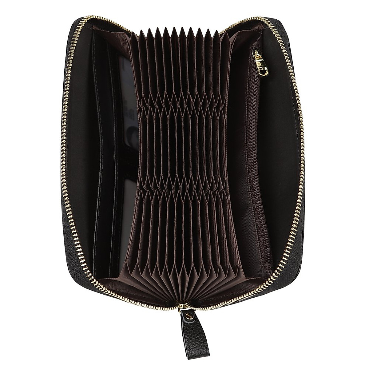 Women's RFID Blocking 36 Slots Card Holder Long Big Leather Zipper Wristlet Clutch Wallet, Black