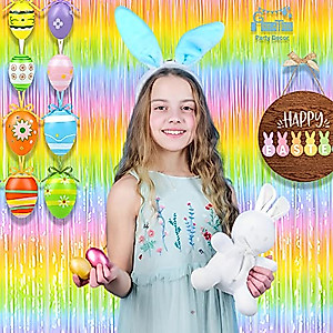 Pastel Rainbow Foil Fringe Curtain - GREATRIL Pastel Rainbow Backdrop Streamers for Kids Birthday/Classroom Decor/Unicorn/Princess/Halloween/Christmas Party Decorations (2 Pack)