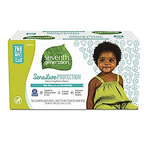 Seventh Generation Baby Wipes Sensitive Protection with Snap Seal Diaper Wipes 768 Count