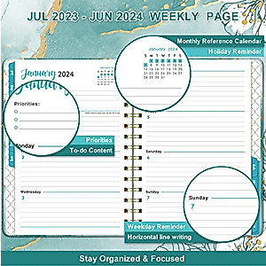 Planner 2023-2024 - July 2023-June 2024, 2023-2024 Academic Weekly & Monthly Planner with Tabs, 6.4" x 8.5", Hardcover with Back Pocket + Thick Paper + Twin-Wire Binding - Green