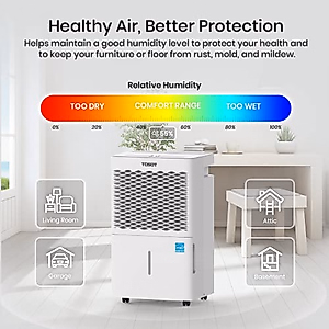TOSOT 50 Pint with Internal Pump 4,500 Sq Ft Dehumidifier Energy Star - for Home, Basement, Bedroom or Bathroom - Super Quiet (Previous 70 Pint)