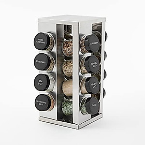 Kamenstein Heritage 16-Jar Revolving Countertop Spice Rack Organizer with Free Spice Refills for 5 Years