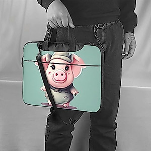 Cute Pig Laptop Bag 15.6 Inch, Business Briefcase Gifts For Men Women, Messenger Shoulder Bag With Strap