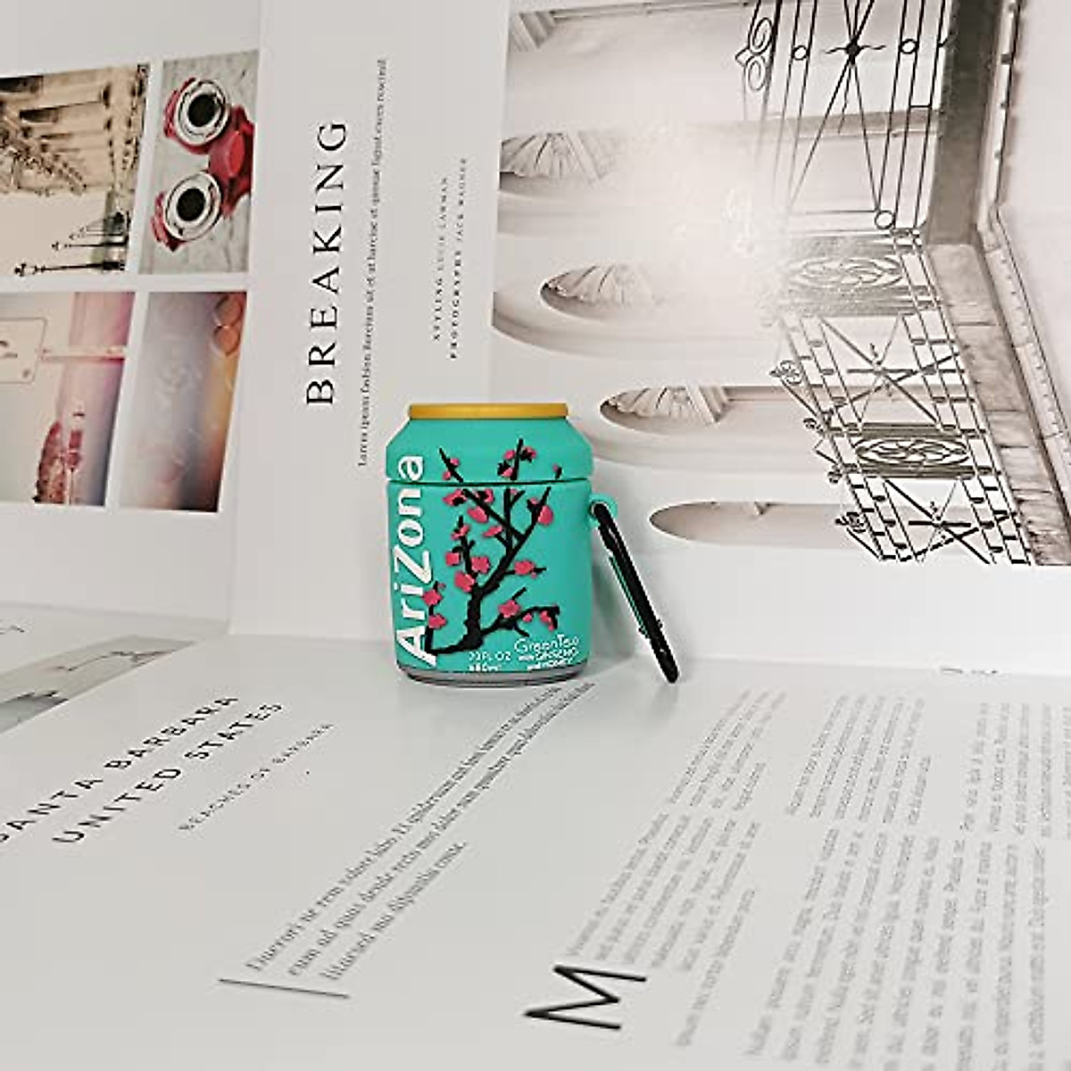 Compatible with Airpods Case 1&2 Arizona, Plum Green Tea Drink Bottle Protective Silicone Cartoon 3D Case for Airpod Blue Soda, Boys Girls Kids Teens Women Funny Case for Airpods 1/2 (Zona Tea)