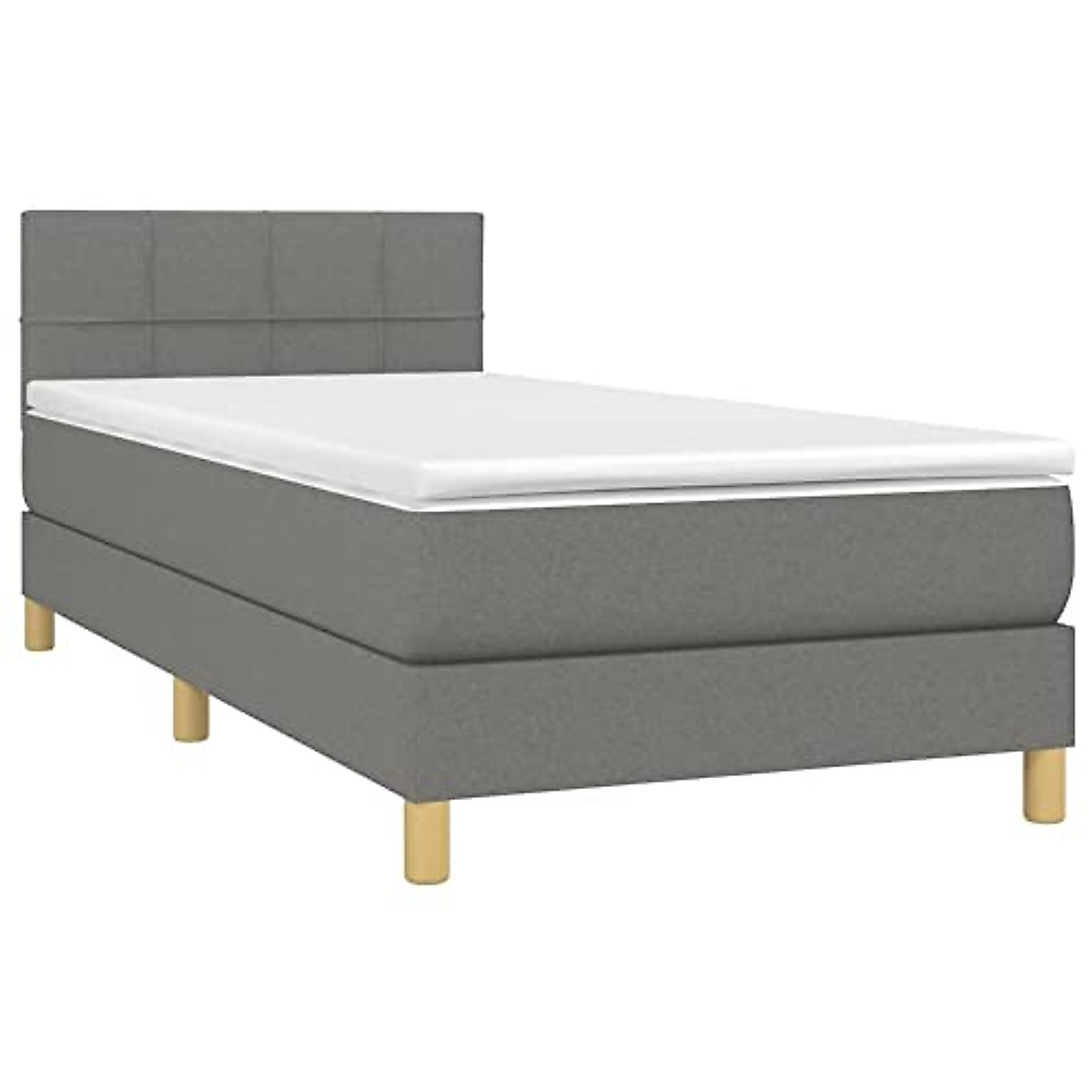 vidaXL Bed Frame, Box Spring Bed Single Platform Bed with Mattress, Bed Frame Mattress Foundation with Headboard for Bedroom, Dark Gray Twin Fabric