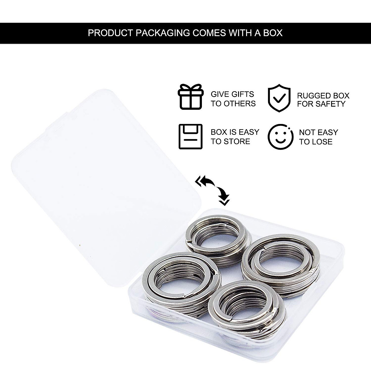 Teskyer Flat Key Ring, 40 Pack 4 Sizes Split Metal Key Rings for Organizing Home Car Office Keys and Accessories, Silver (0.98INCH, 1.10INCH, 1.25INCH, 1.37INCH)