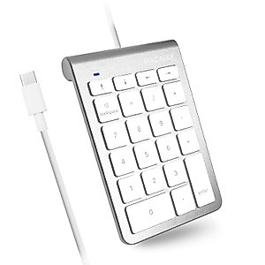Macally Wired USB C Number Pad Keyboard - Type C Numeric Keypad for Laptop, Apple Mac iMac MacBook Pro/Air, iPad, Windows PC, or Desktop Computer - 10 Key USB Keypad Numpad with 5 Foot Cable