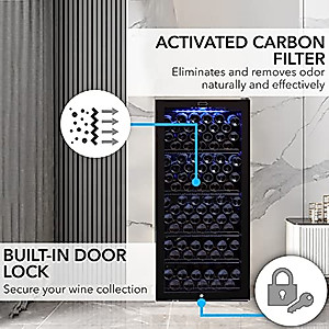 Whynter FWC-1201BA 124 Bottle Freestanding Wine Refrigerator, Black