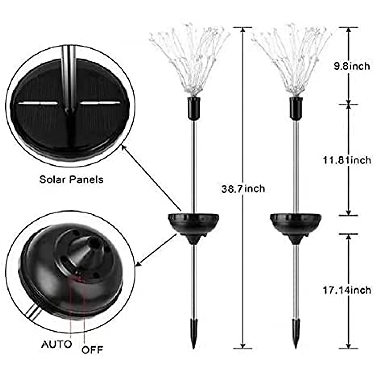 HFLYJPYW Solar Garden Lights Solar Fireworks Lights 150 Lights 2 Pack Solar String Lights with 2 Lighting Modes Garden, Terrace, Courtyard, Flower Bed, Party (Warm White) (Warm White)