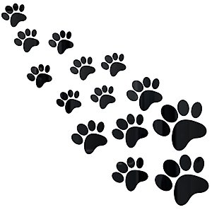 Tenare 14 Pieces Paw Mirror Decals Dog Footprints Stickers Acrylic Paw Stickers Removable Wall Paw Decors Decoration of 3 Sizes for DIY Living Room Bedroom Art Nursery Mural Home Decor(Black)