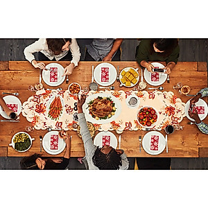 OurWarm Fall Table Runner, Maple Leaves Thanksgiving Table Runner 15 x 67 Inch, Embroidered Autumn Harvest Table Decor for Fall Thanksgiving Decorations